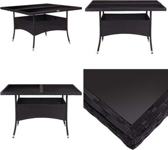 vidaXL Garten-Esstisch Schwarz Poly Rattan und Glas - Gartenstuhl - Outdoor M&ouml;bel - Esstisch Set - Balkonm&ouml;bel - Terrassenm&ouml;beln - Home & Living