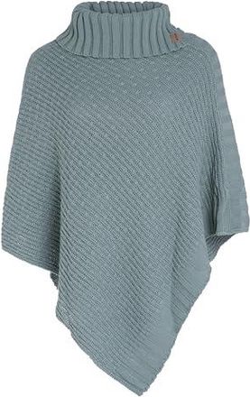 Knit Factory Nicky Poncho Tricoté - Cape Femme - Poncho Femme - Poncho pour lAutomne et lHiver - Poncho en Laine et Acrylique - avec col écharpe - Stone Green - Ta