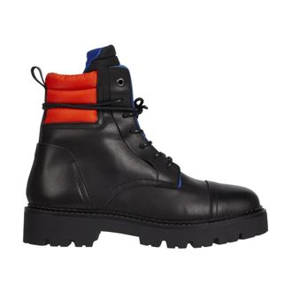 Tommy Jeans Schwarze Leder Schn&uuml;rstiefel - - Shoes - Herren - Schwarzk - 46 EU