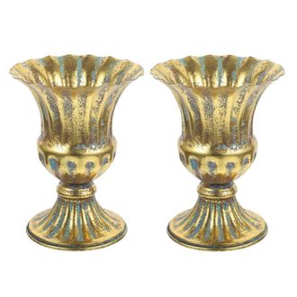 Cabilock 2 Stück Urnen-Pflanzgefäße aus Metall: Blumenarrangement-Töpfe - Pflanzgefäß auf Sockel für den Garten zu Hause, Terrasse - Tischdekorationen aus Meta