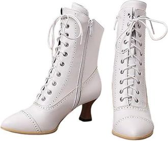 Generic Bottes pour femme - Bottes gothiques pour femme - Bottes de cowboy marron - Bout rond - Bout carré - Tendance - Talon latéral - Bottines vintage - Gra