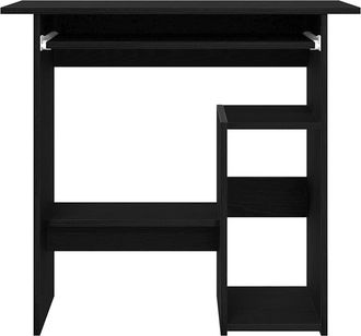 Generic Computertisch mit Ablageflächen, Home-Office-Schreibtische, Moderner Schreibtisch mit Offenen Regalen für Schlafzimmer, Wohnzimmer (Schwarze Eiche)