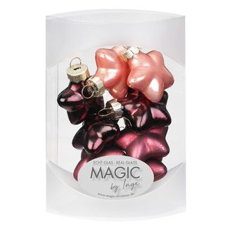 Magic Bodyfashion 8 Sterne 4cm Glas Weihnachtsschmuck Weihnachtsdeko Christbaumkugeln Weihnachtskugeln Christbaumschmuck Deko Kugeln (Vintage Rose (Bordeaux weinrot ros