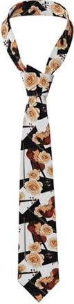 Generic Cravate Fleurs Et Violon Formelle Tie Fine Cravate DAffaires Pour C&eacute;l&eacute;brations Mariage L&Eacute;cole
