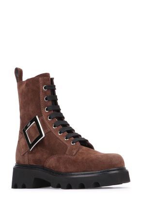 Roger Vivier Womens Viv Rangers Lace-Up Bootie 20 Marroneafrica Stivali Boot