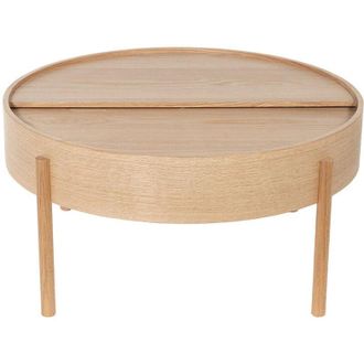 DRAWER Table basse ronde avec rangement en bois &oslash;80cm - Bois clair - Gisele