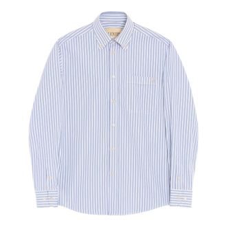 Valentino Garavani Cotton Poplin Shirt With VGold Stripes - - Shirts - Herren - Blau - M