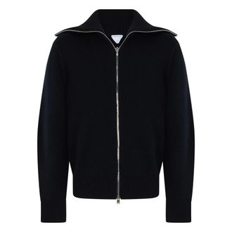 Bottega Veneta Homme, Pulls, Bleu, Taille: S Cardigan zipp&eacute; en laine et coton