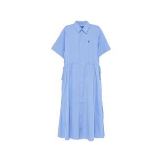 Ralph Lauren Logo-embroidered Drawstring-waist Midi Shirt Dress
