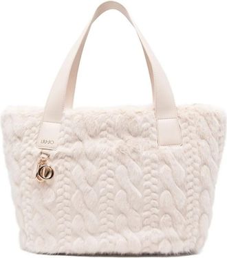Liu Jo Shopper & Totes - Plush Cable-Knit Tote Handbag With Zip Closure - Gr. unisize - in Beige - für Damen