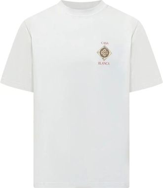 Casablanca Homme, Tops, Blanc, Taille: S T-Shirt Col Rond &agrave; Imprim&eacute; Graphique