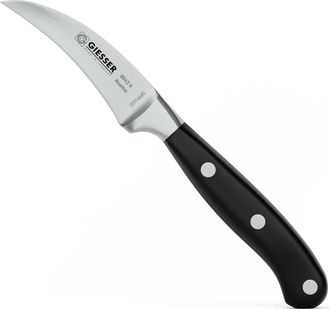 GIESSER seit 1776 - Made in Germany - scharfes Tourniermesser geschmiedet 6 cm BestCut, hitzebeständig, schwarz, deutsches Schälmesser spülmaschinengeeignet, 