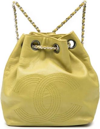 Chanel sac à dos à lien de resserrage CC (1996-1997) - Vert