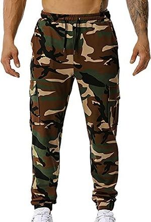 Generic Pantalon de jogging cargo pour homme - Pantalon de travail cargo militaire - Coupe d&eacute;contract&eacute;e - Camouflage - Pantalon de surv&ecirc;tement d&eacute;contract&eacute; - P