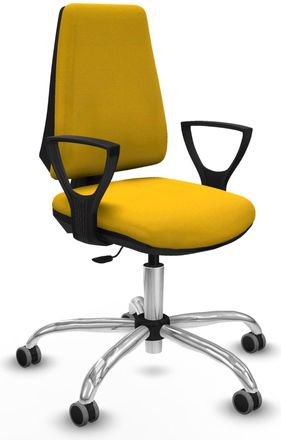 Piqueras y Crespo Elche B&uuml;rostuhl mit festen Armlehnen, ausgestattet mit Permanentkontakt und Schneidschaum, 65 mm Rollen, Parkett, Gelb