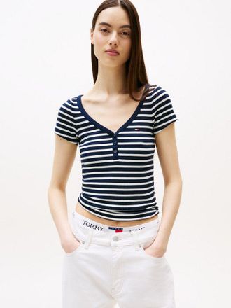 Tommy Jeans Kurzarmshirt TJW SLIM HENLEY WAFFLE SS