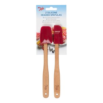 Tala 2er Set Mini-Silikonspatel mit Holzgriffen, für Backen und Kochen, Küchenutensilien, Antihaft, hitzebeständig, spülmaschinenfeste Köpfe
