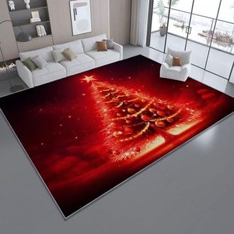Generic Tapis 160 x 230 cm D&eacute;coratif De Sapin De No&euml;l De Dessin Anim&eacute; &Eacute;toile, Tapis De Chambre &agrave; Coucher antid&eacute;rapant Poil Court - pour Salon Chambre &agrave; Couche