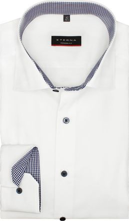 Eterna Herren Langarm Hemd Wei&szlig; Modern Fit | B&uuml;gelfrei, Knitterfrei, 100% Baumwolle | Kentkragen Gr. 45