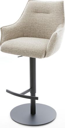DELIFE Barstuhl Alja-Flex Webstoff Soft Beige Drehfu&szlig; h&ouml;henverstellbar Metall Schwarz Taschenfederkern, Barst&uuml;hle