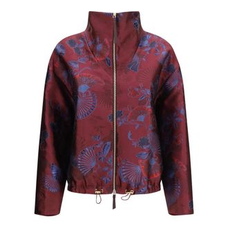 Giorgio Armani Jacquard-Jacke mit durchgehendem Rei&szlig;verschluss - - Jackets - Damen - Rot - L