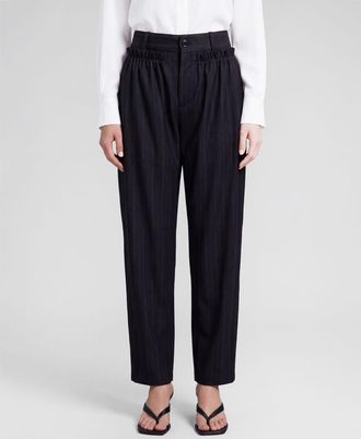Isabel Marant Pantalon large taille haute en laine vierge stretch