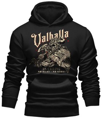 Lobo Negro Kapuzensweatshirt f&uuml;r Wikinger Nordmann Keltic Fans - Valhalla is Calling