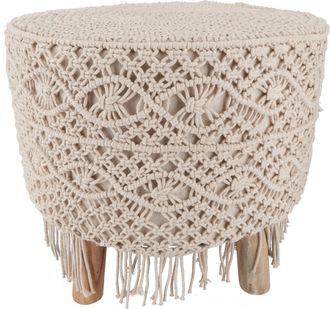 Guru Shop Makramee Hocker, Natürlicher Boho Hocker - Modell 4, 50x45x45 cm