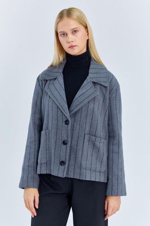 Mixray &Uuml;bergro&szlig;e Gestreifte Knopfjacke