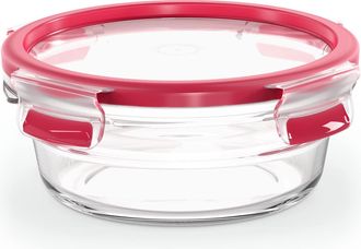 Emsa Clip & Close Glas Frischhaltedosen-Set, rund, 0,6 L, 16,7 x 16,7 x 7 cm, 100 Prozent dicht, Glasbeh&auml;lter sp&uuml;lmaschinen-, gefrier-, backofen-, mikrowel