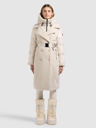 Khujo Wintermantel KHUJO KALMIA2 - 2IN1 (EINSATZ HERAUSNEHMBAR), Damen, Gr. XXL, beige (cotton cream), Web, 100% Nylon, unifarben, regular fit knielang, ein