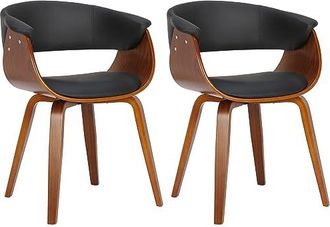 Clp Lot de 2 chaises Bruce avec revêtement en Similicuir | Fauteuil avec Dossier rembourré et Structure en Bois | Charge maximale: 150kg, Couleur:Noir