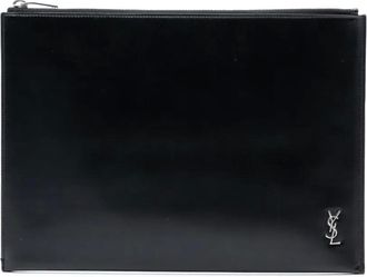 Saint Laurent 2020 Leather Monogram Ipad Case clutch bag - Schwarz