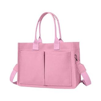 Generic Sac fourre-tout d&eacute;contract&eacute; multi-poches en toile pour femme | Sac &agrave; main multi-poches | Sac fourre-tout de couleur unie tendance pour un usage quotid