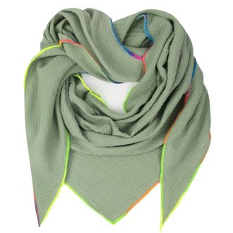 Glamexx24 Gloop Damen XXL Dreieckstuch Halstuch Baumwolle Musselin Schal Poncho Ohne Kratze an Haut Hergestellt in Italien 135 cm&times;135 cm&times;220 cm