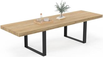 IDMarket Table &agrave; manger rectangle PHOENIX 12 personnes bois et noir 300 cm