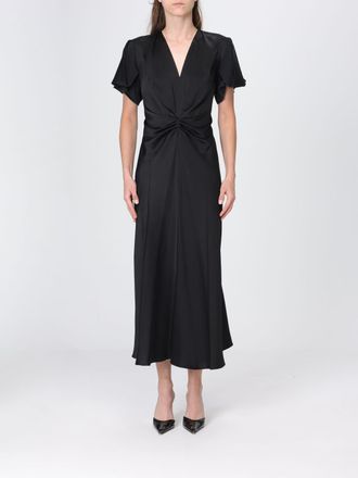 Victoria Beckham Eve Etuikleid aus Satin in Midil&auml;nge mit V-Ausschnitt