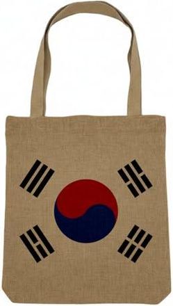 Fabulous Sac Shopping Tote Bag Aspect Lin - Drapeau Coree du Sud Football Sport Equipe Nationale - Sac de Courses Toile Epaisse 360g Beige Naturel Cabas Port&eacute; 