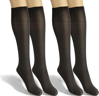 Sesto Senso Chaussettes Montantes Genoux Femme 40 DEN Mi-Bas 2 Paires Grafit