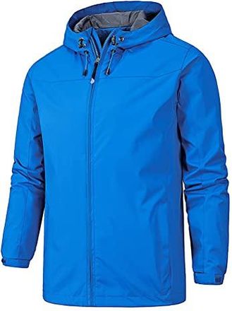 Minetom Hommes Veste de Randonn&eacute;e Imperm&eacute;ables Softshell Coupe-Vent Outdoor Printemps Automne Sportif Manteau avec Capuche B Bleu XL