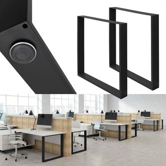 ECD Germany 2X Tischbeine aus Vierkantprofilen, 60 x 72 cm, Schwarz, pulverbeschichtete Stahl, Industriedesign, Metall Tischkufen Tischuntergestell Tischgestell M