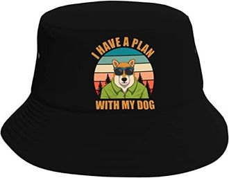 Generic Doux Chapeau de Plage JAi Un Plan avec Mon Chien Pecheur Chapeaux Anti-UV Bobs Homme pour Hommes Adultes Été