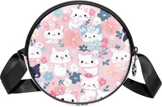 Generic Sac &agrave; bandouli&egrave;re rond pour femme, petit sac &agrave; bandouli&egrave;re avec fermeture &eacute;clair, bretelles r&eacute;glables, style d&eacute;contract&eacute;, pour femmes et filles