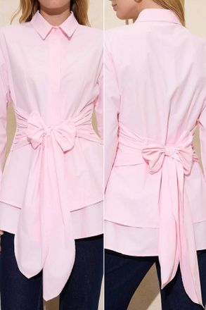 Trendyol Modest Damen Rosa Einfarbig Lang Tailliert Modest Hemden