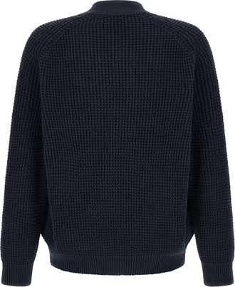 HUGO BOSS Honeycomb Cotton-Blend Cardigan - Navy