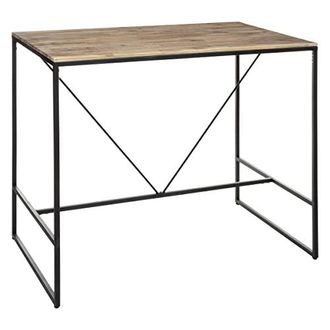 Atmosphera Atmosphera - Table Haute de Bar Edena L 115 cm, 6 Personnes, Bois dAcacia et Métal Noir, Style Industriel - pour Cuisine, Salon