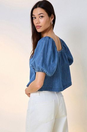 Next Jeansbluse Leichte Denimbluse mit Puff&auml;rmeln (1-tlg)
