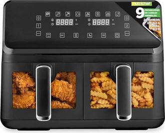 Nutrichef NutriChef Friteuse &agrave; Air 8.8 L Double Panier - Cuisson Sans Huile pour Repas Croquants et Sains Fen&ecirc;tre Transparente - Circulation dAir 360&deg; - 9 Progr