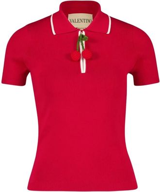 Valentino Garavani Femme, Tops, Rouge, Taille: 38 FR Cotton Top with Cherry