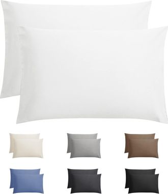 Sleeptime Kissenbezug 60 x 70 Weiß - 2er Set - 100% Baumwolle - Kissenhülle 60x70 - Mit Hotelverlsuss